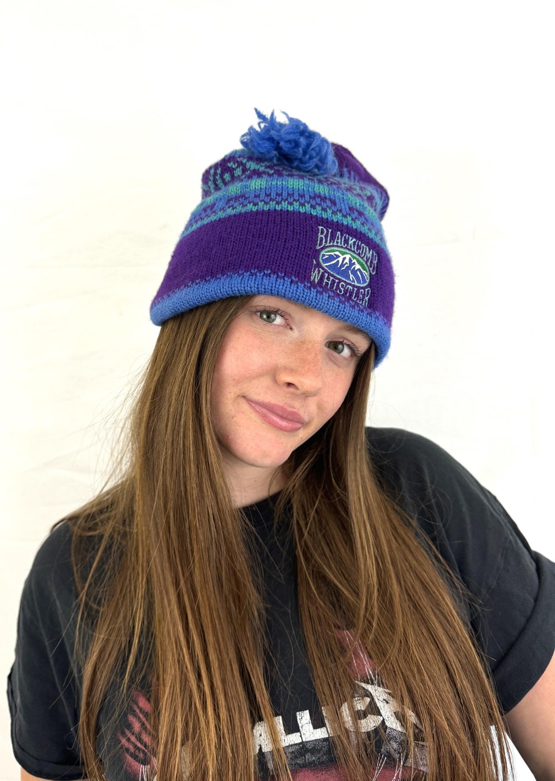 Vintage Winter Wool Tuque Knit Ski Hat - Whistler Mountain Blackcomb - Etsy