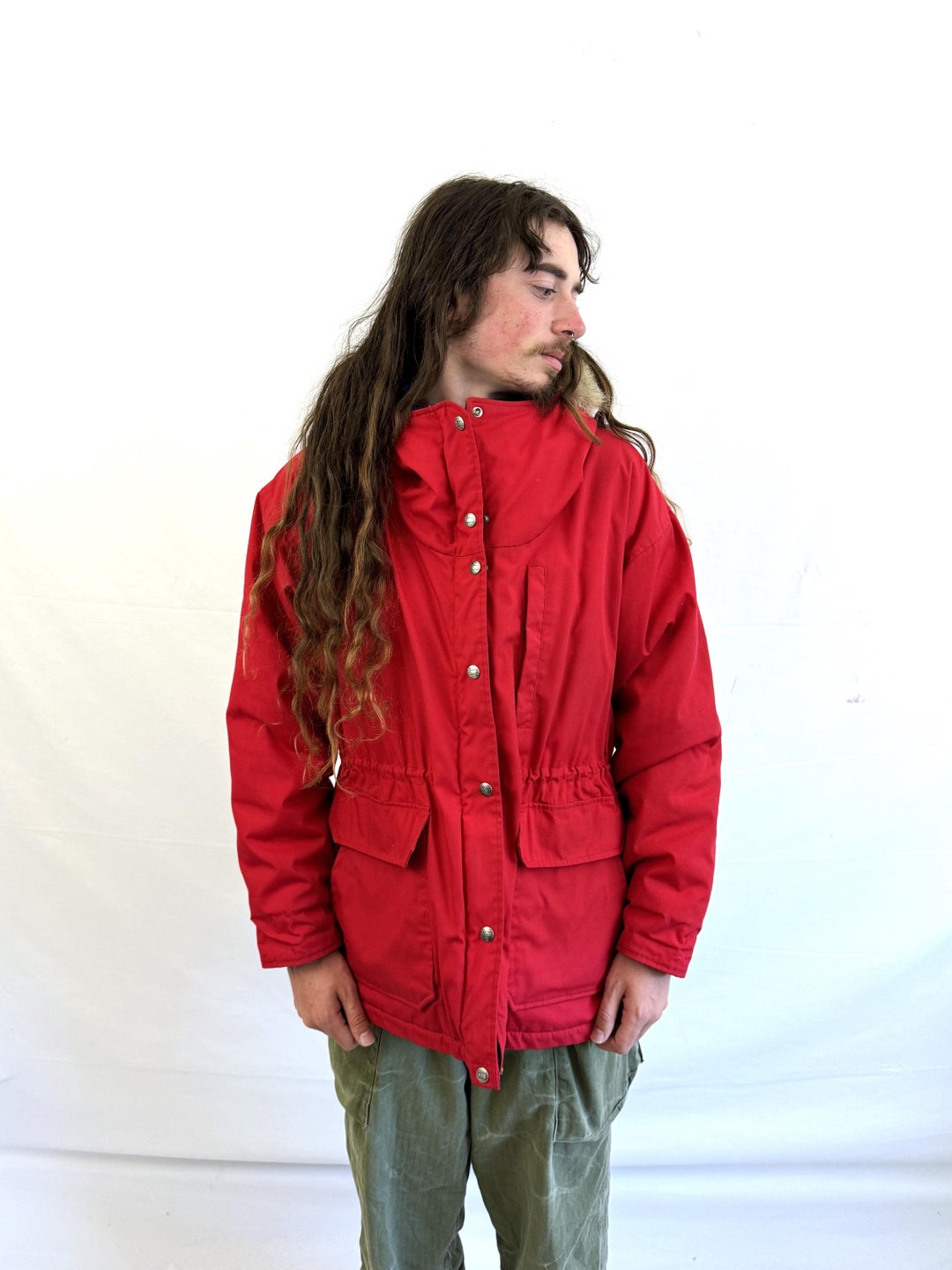 Vintage Red Woolrich Parka Jacket Coat - Coyote Trim - Etsy