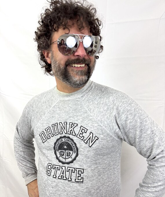 Vintage 1980s 80s Drunken State University Gray Sweat… - Gem