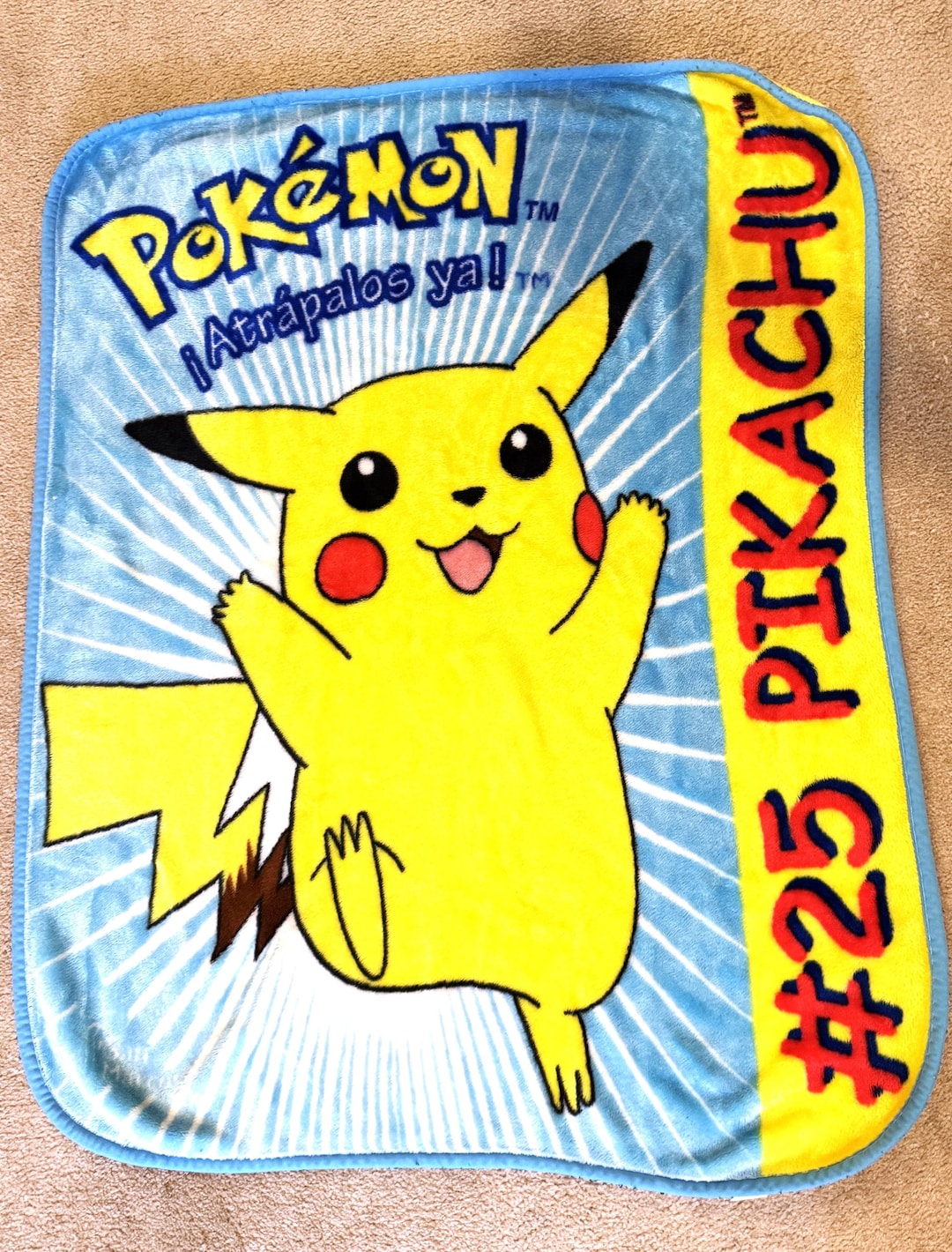 Rare Vintage 90s 1990s Pikachu Pokémon Collectible Blanket Throw Etsy