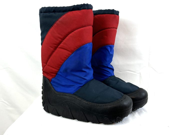 Vintage 1980s 80s Chevron Striped Winter Snow Moon Boots - Size 9 - 10 ...