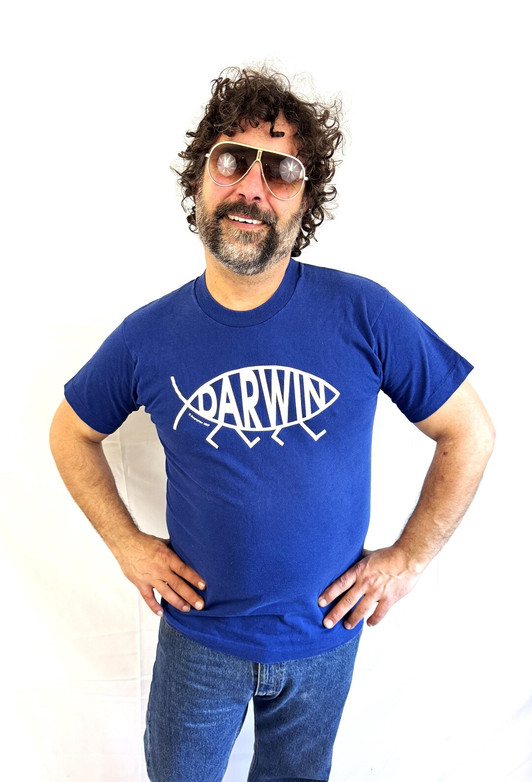Vintage 1990s 90s 1993 Darwin Fish Evolution Blue Tee Shirt Tshirt - Etsy