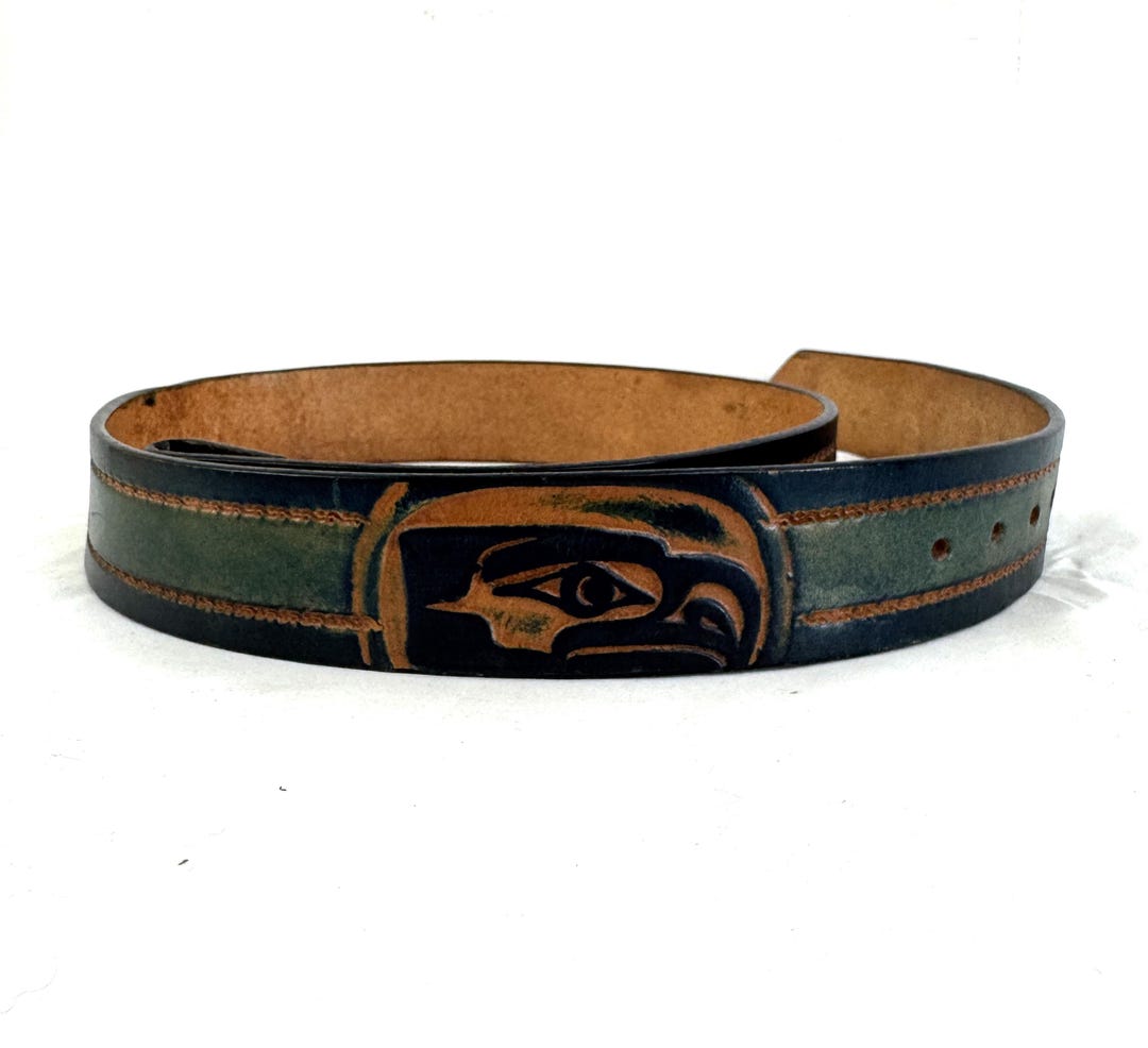 RARE Vintage Tooled Leather Seattle Seahawks NFL Football Belt - Etsy