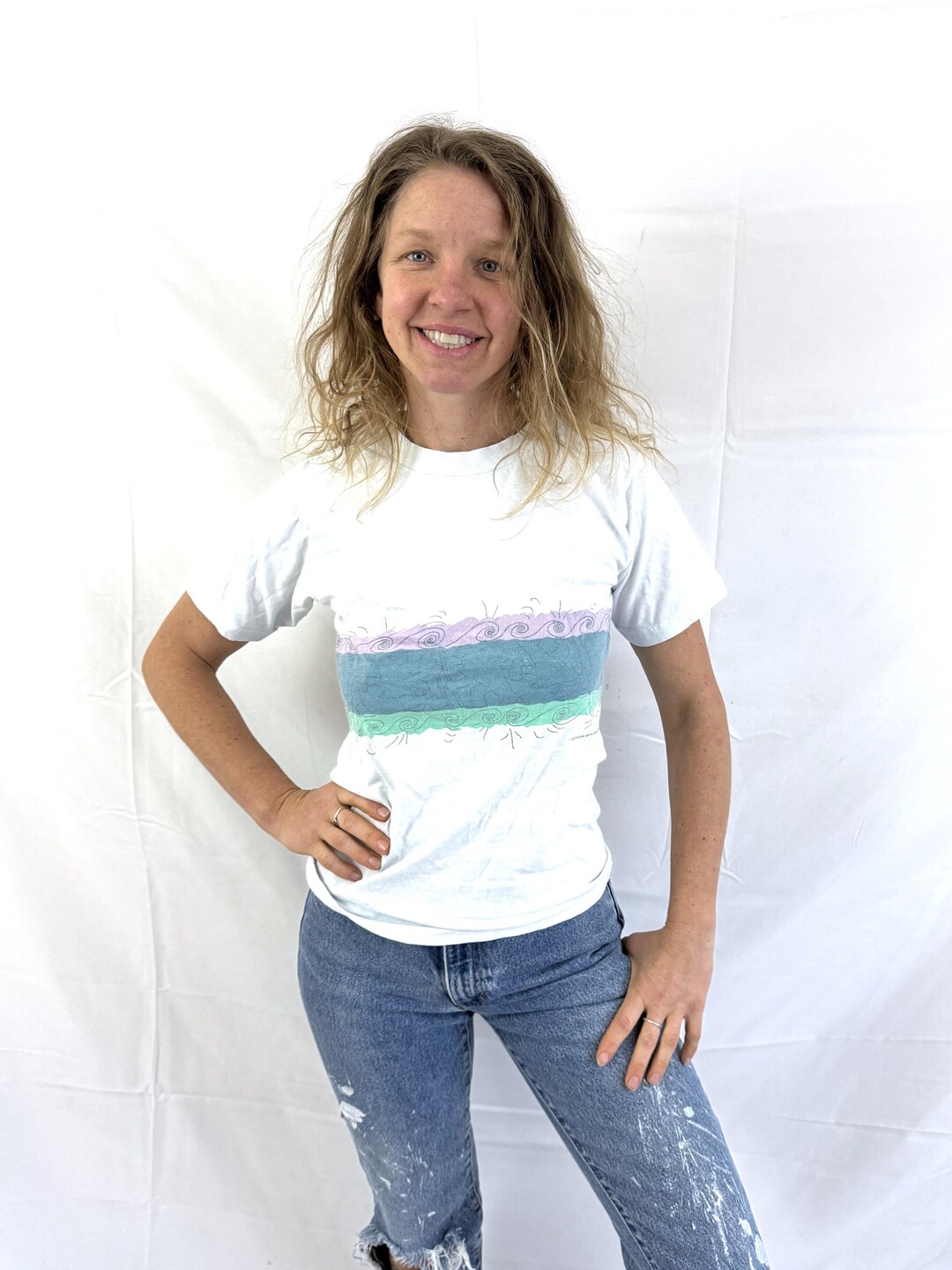Vintage 80s Gotcha Striped Beach Surfer Geometric Tee Tshirt 1987 Shirt ...