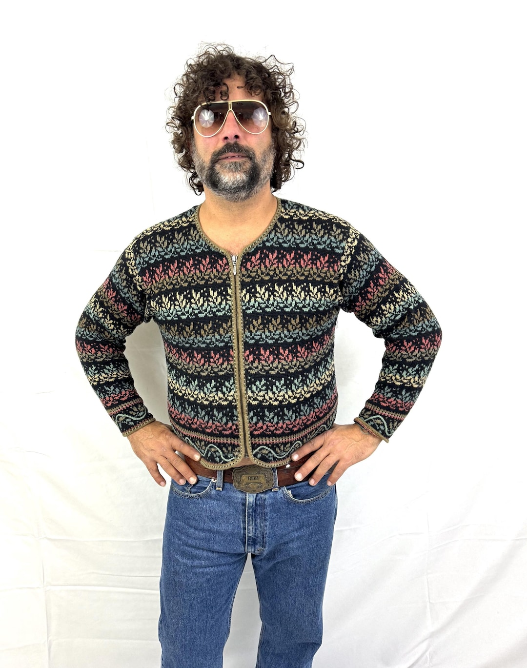 Vintage 1990s 90s Rainbow Cardigan Sweater - by Nomadic Traders - Etsy