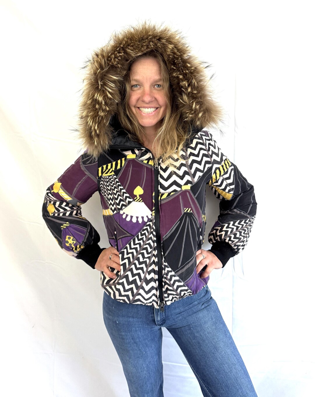 RARE Vintage 90s 1990s Winter Fur Trimmed Parka Silk Ski Coat - Tsumori ...