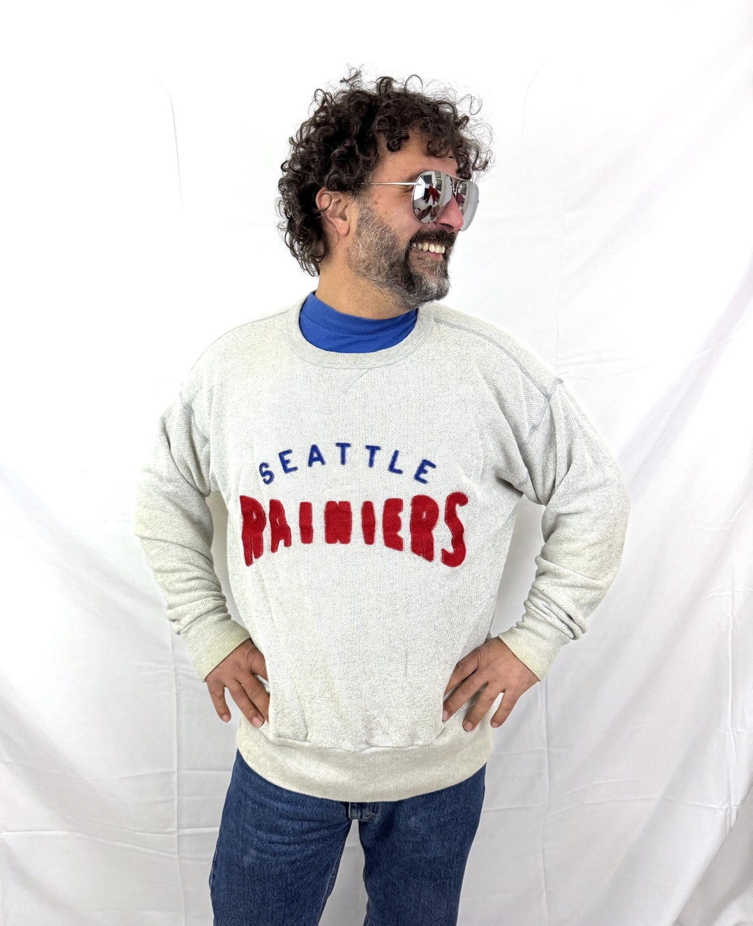 Vintage Ebbets Field Flannels Baseball Gray Sweatshirt - Seattle ...