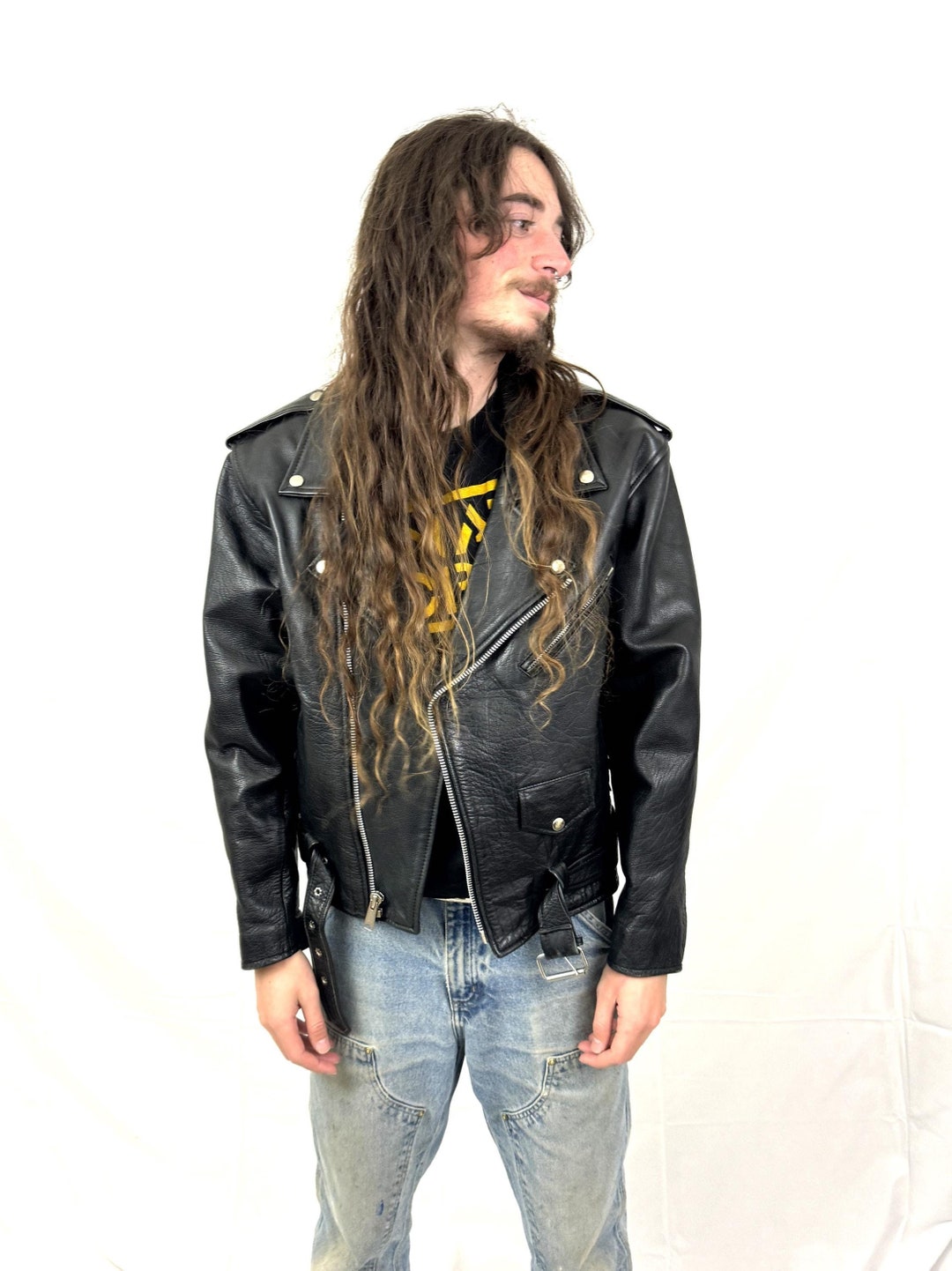 Vintage 90s 1990s RAD Leather Biker Motorcycle Rocker Jacket Coat - Etsy