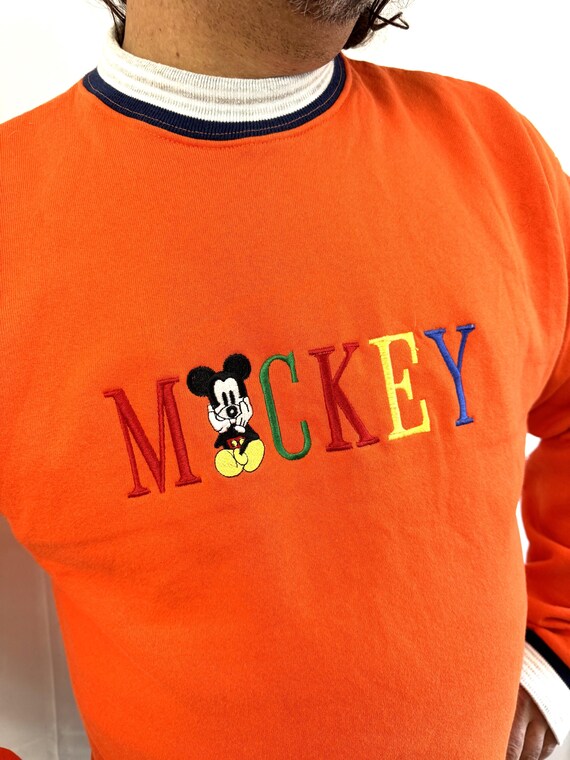 Rare Vintage 80s 90s Orange Mickey Mouse Disney Embro… - Gem