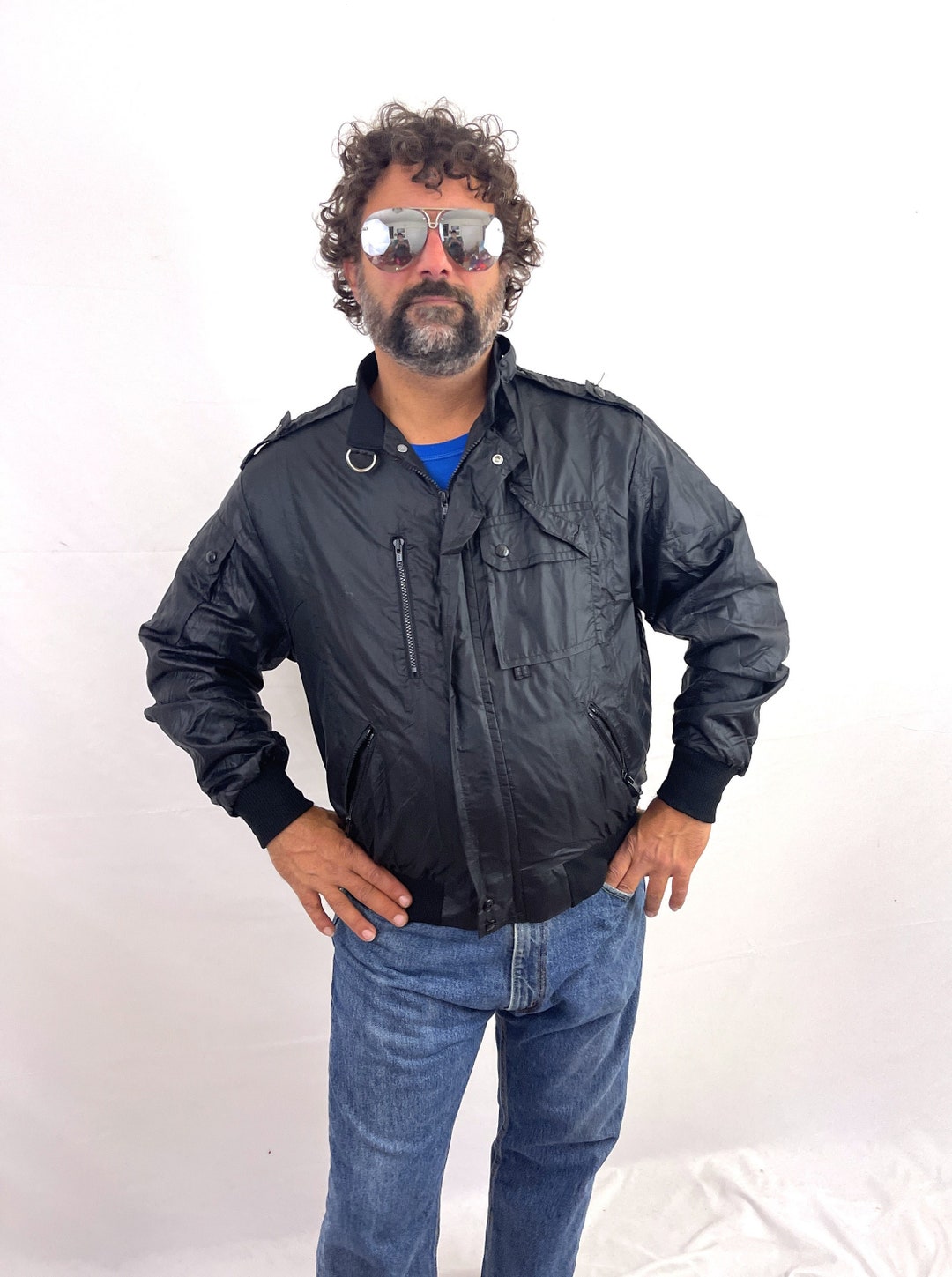 Vintage 80s 1980s Black Members Only Style Jacket - Pro Fit King Louie ...