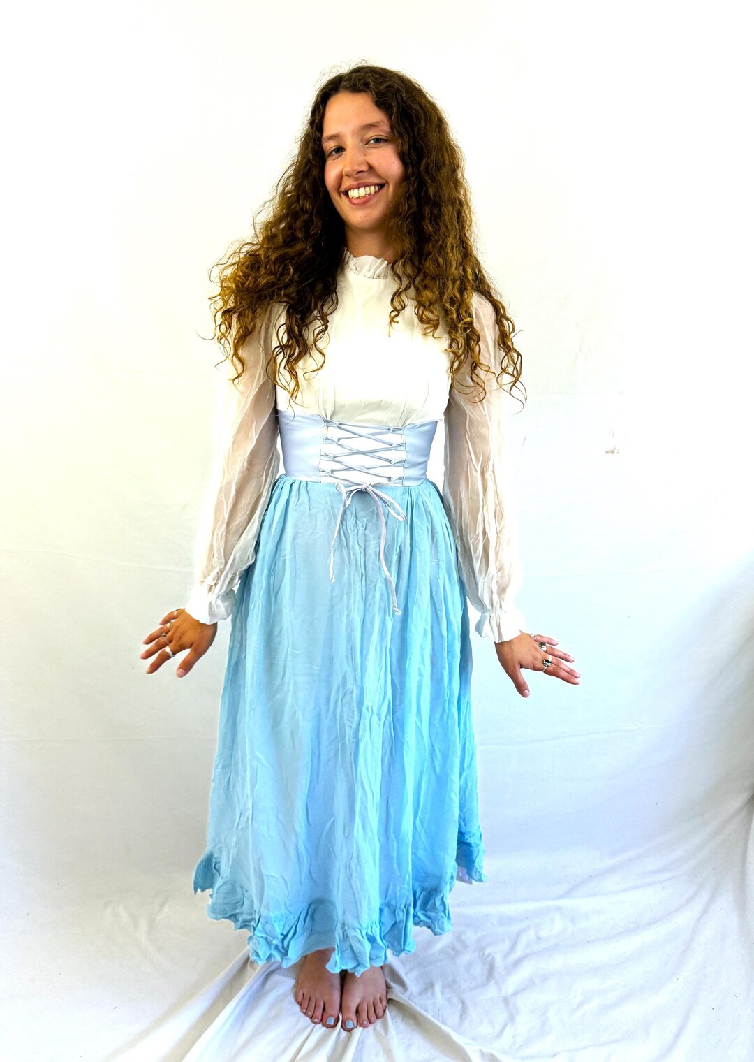 Vintage 60s 1960s Maxi Corset Lace up Costume Dress Cinderella Little ...