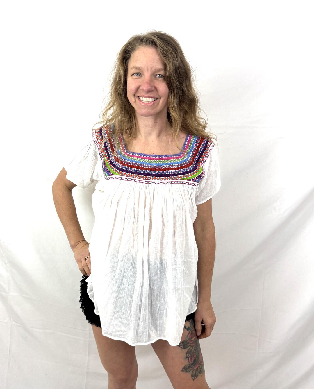 Vintage Embroidered Oaxaca Mexican Tunic Top Blouse - Etsy