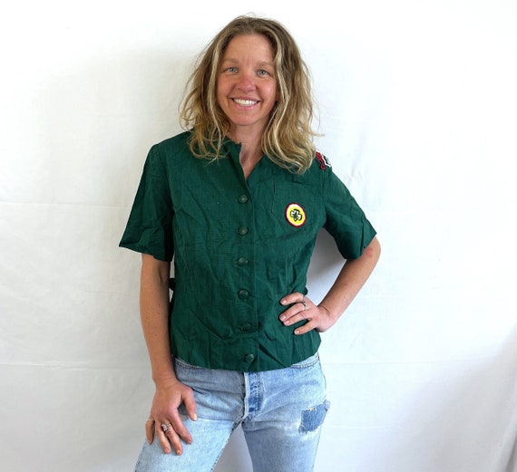 Vintage 1970s Official Girl Scouts Green Tee Shirt Ts… - Gem