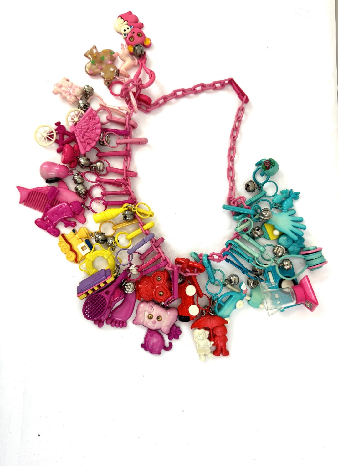 RARE Lot of 32 Vintage 1980s 80s Plastic Keychain Charms With Bells on ...