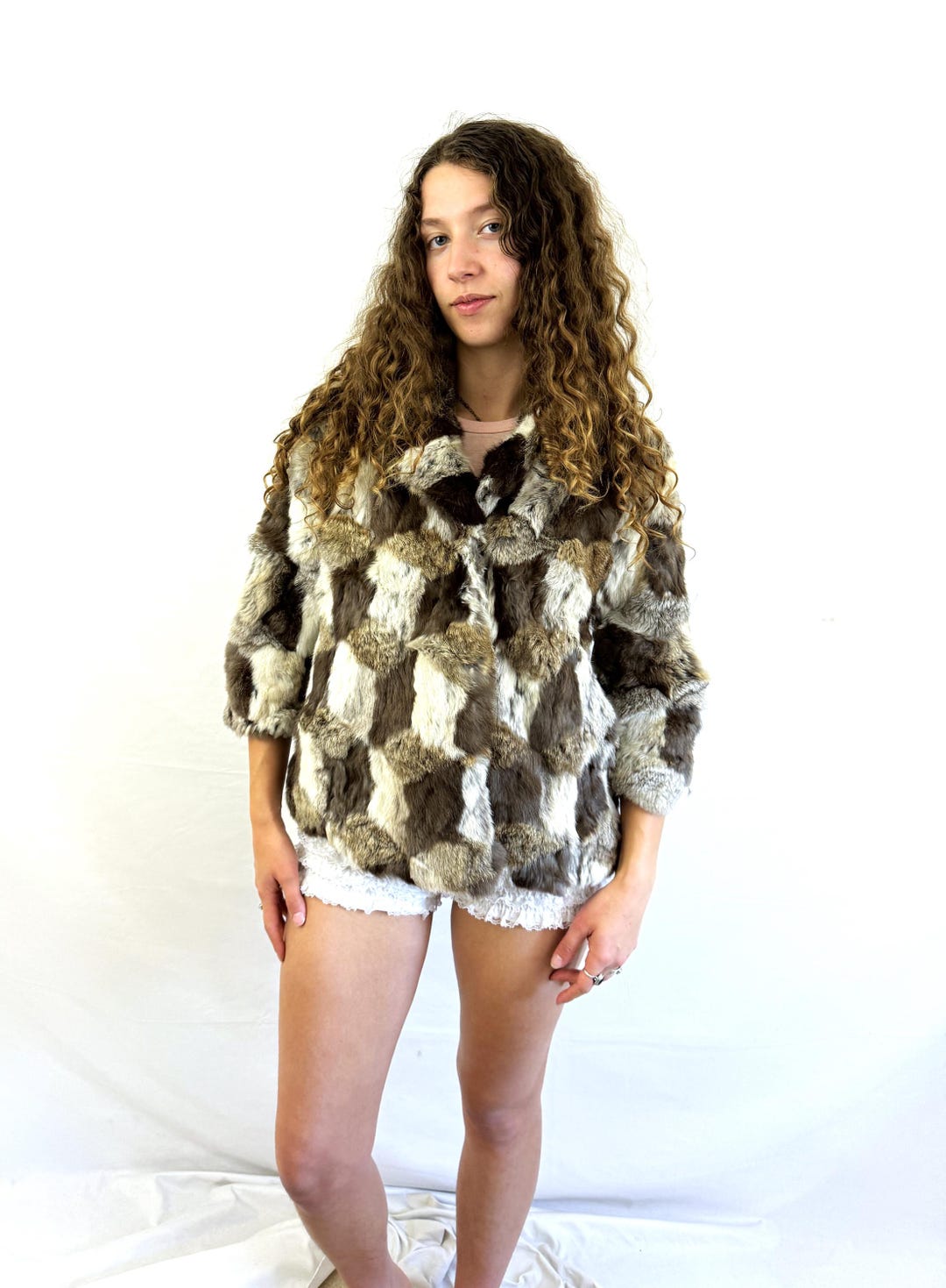 Vintage Real Animal Fun Patchwork Rabbit Fur Coat Jacket - Etsy