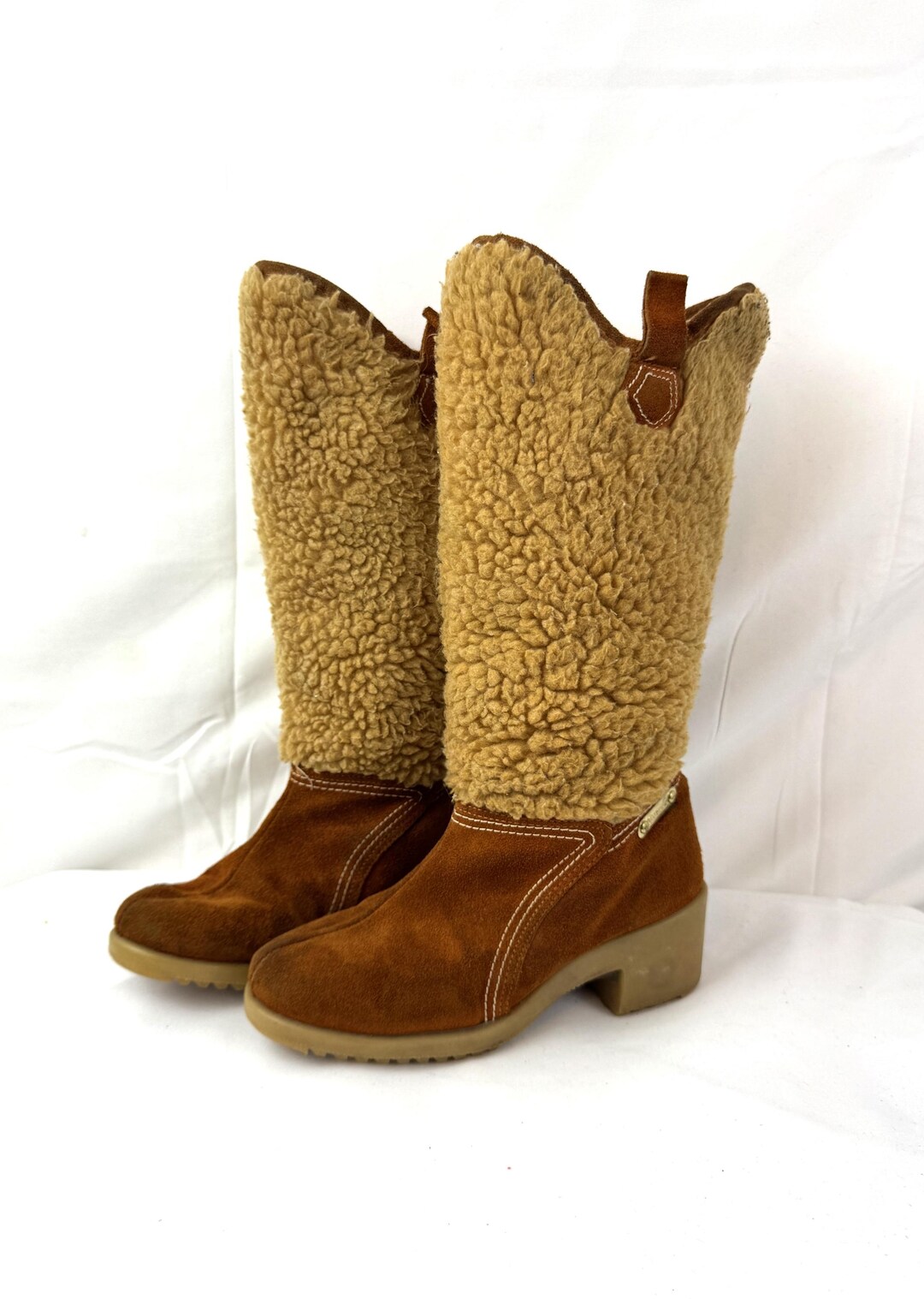 Vintage 70s 1970s RARE Suede Fleece Quoddy Heel Winter Fun Boots - Etsy