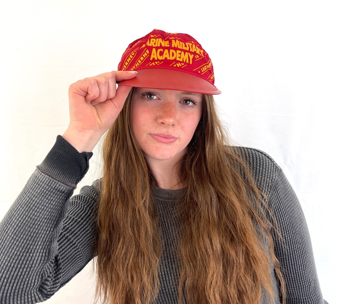 Vintage Red Marine Military Academy Leathernecks Cap Hat - Etsy