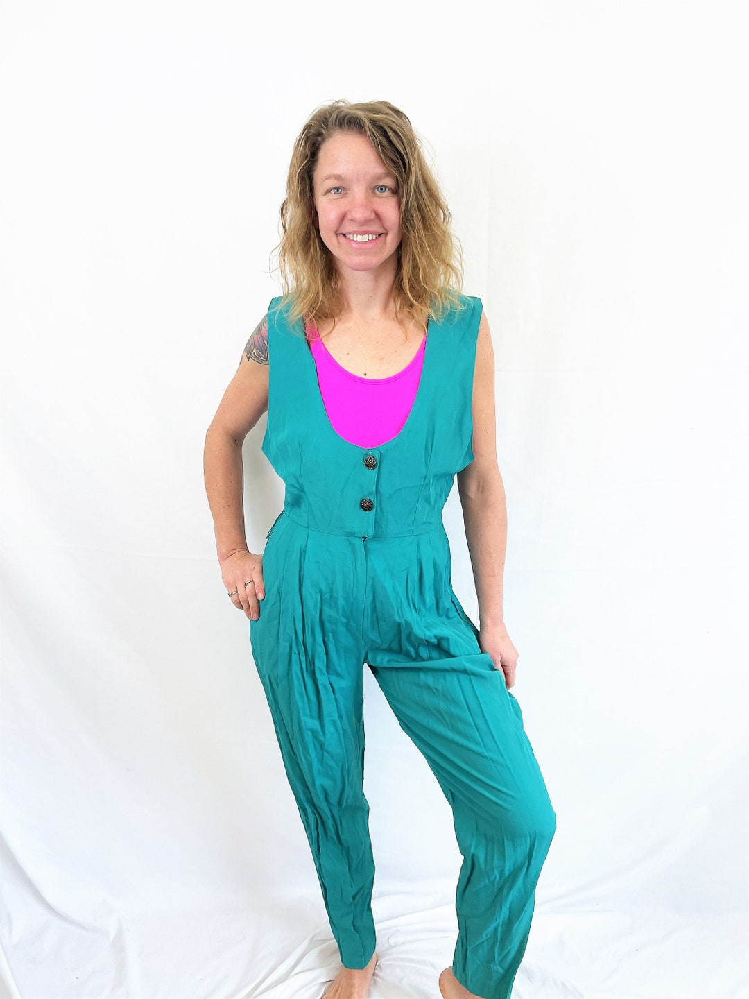 Vintage 1980s 80s Rayon Jumpsuit Onesie Summer Outfit - Etsy