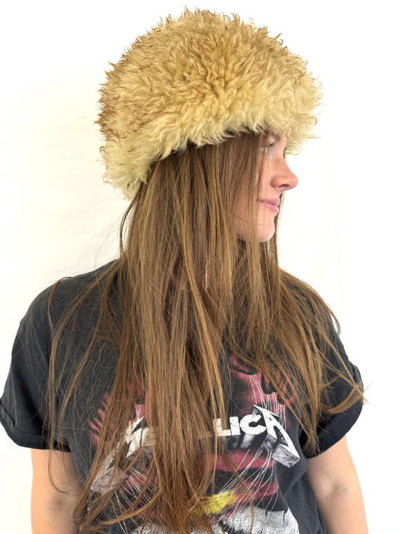 Vintage Sheep Poof Shearling Winter Sheepskin Hat - Gem