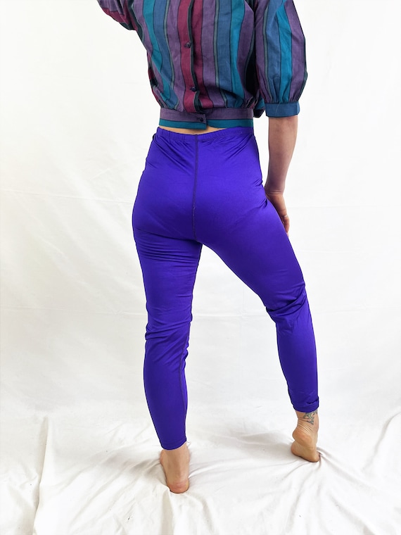 Vintage 80s 90s Purple Shiny Spandex Leggings Cobb… Gem