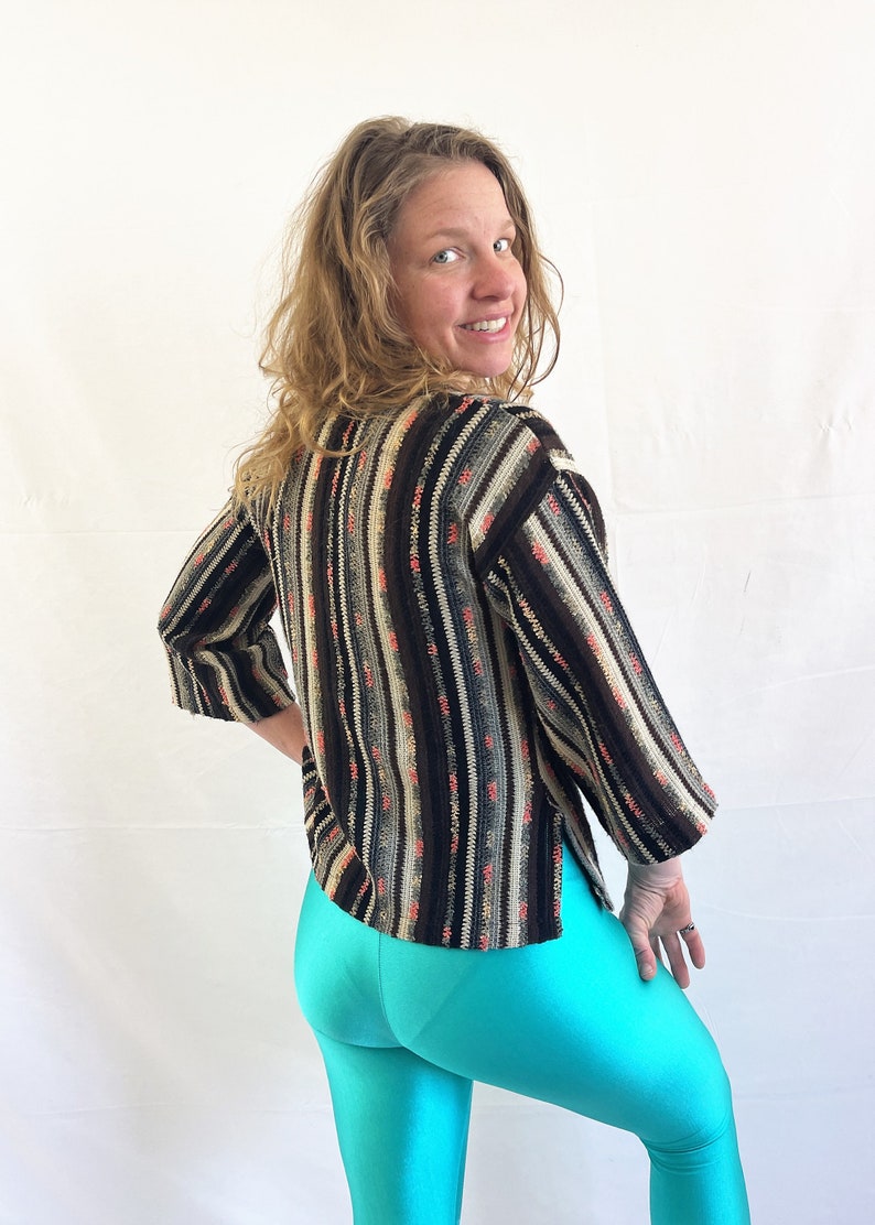 Vintage 1970s 70s Acrylic Striped Knit Belled Sweater Made - Etsy