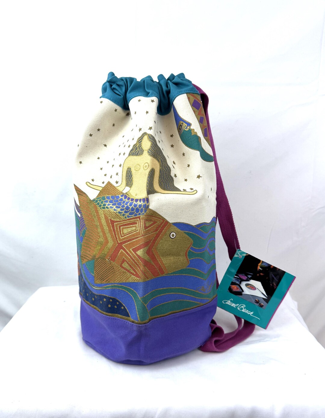 RARE Vintage 1980s 80s NWT Laurel Burch Mermaid Fish Beach Duffel Tote ...