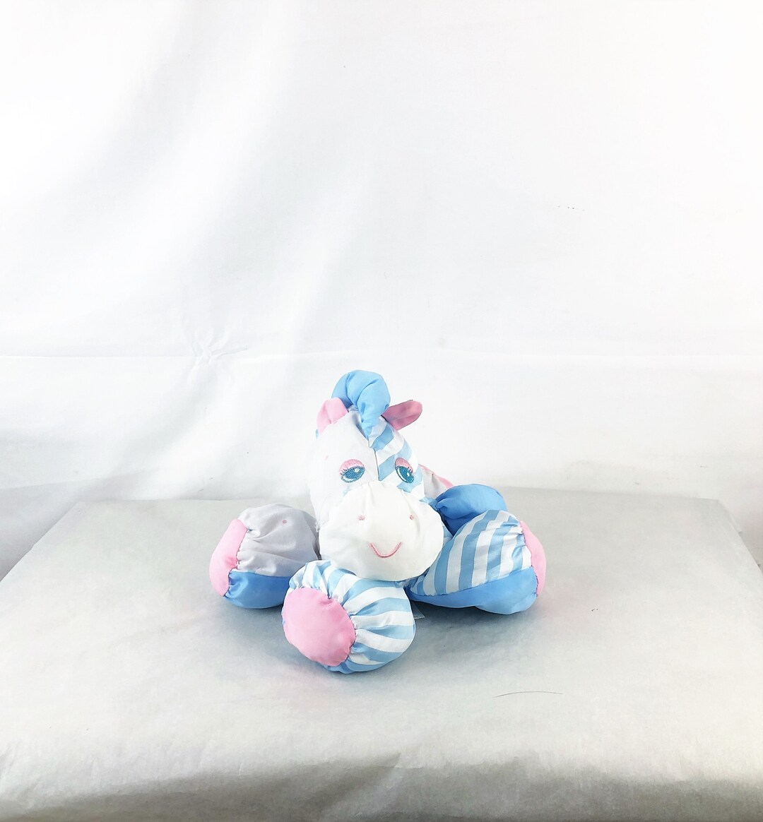 Vintage 1991 Puffalump Fisher Price Pony Blue Pink Horse Zebra 8 ...
