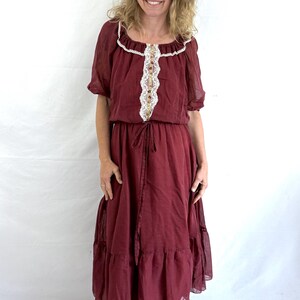 Vintage 1970s Red Prairie Dress by Roberta - Size 11 - Etsy