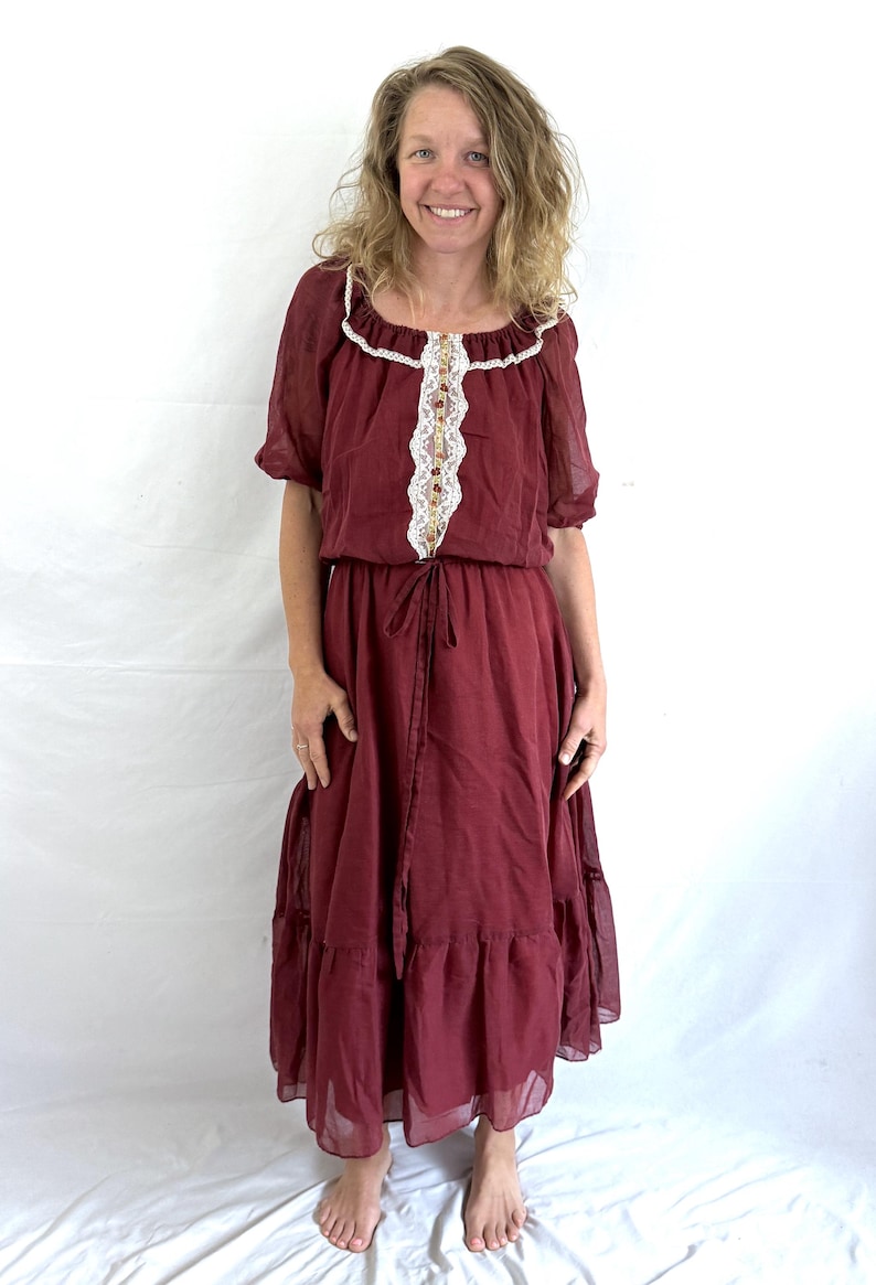 Vintage 1970s Red Prairie Dress by Roberta - Size 11 - Etsy