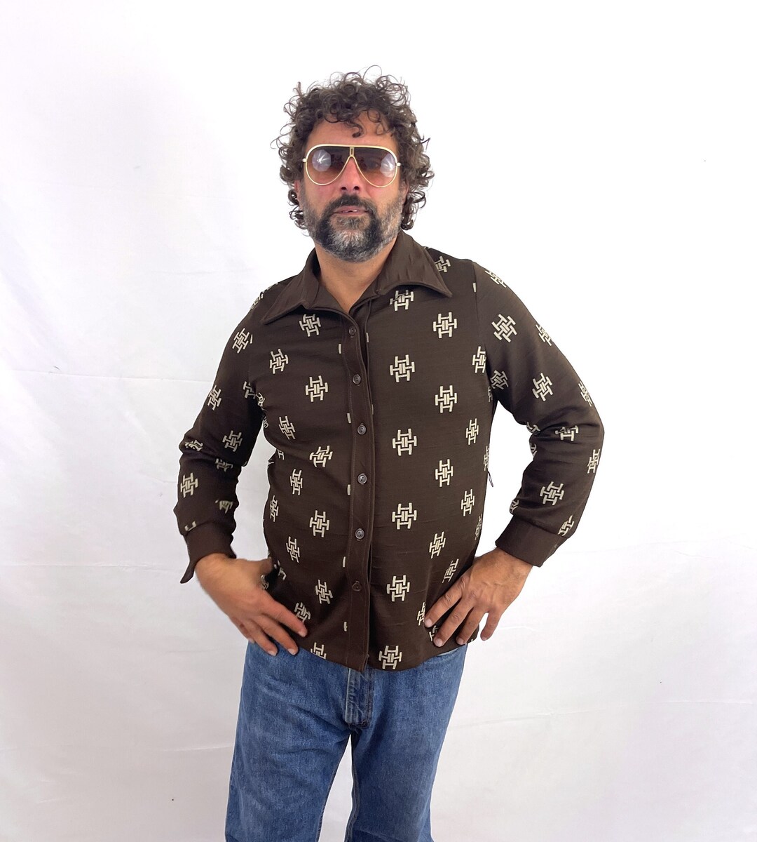 Vintage 1970s 70s Brown Disco Polyester Button up Shirt - Etsy