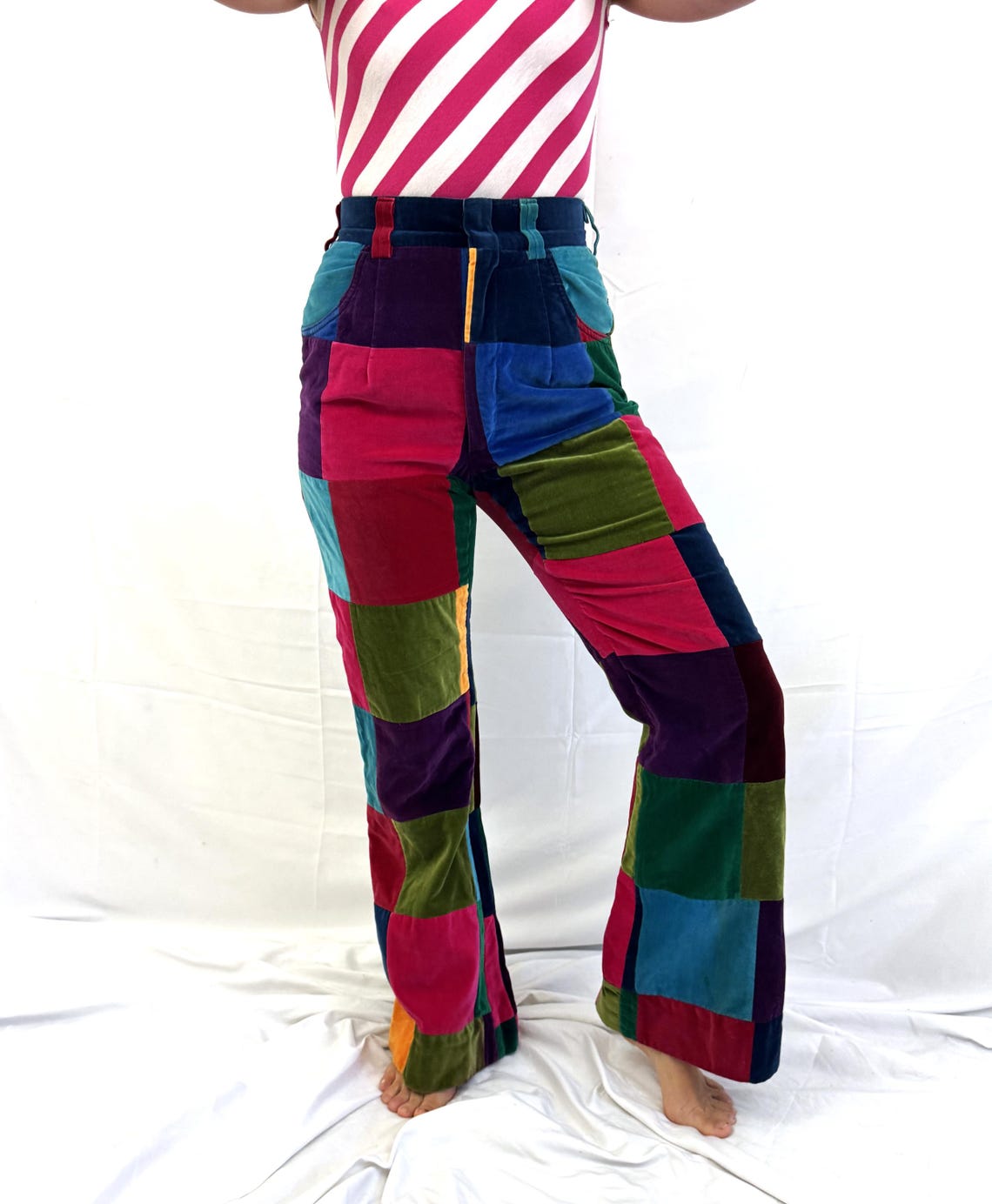 Vintage 1970s Velvet Patchwork Bell Bottoms Pants - Etsy