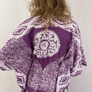 Vintage 1990s 90s Batik Dashiki Caftan Mumu Purple White Free Size ...