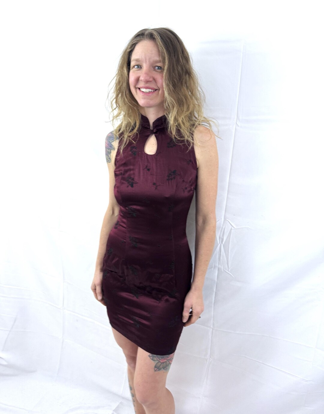 Vintage 90s 1990s Red Satin Embroidered Flower Goth Mini Dress - Possessed - Etsy