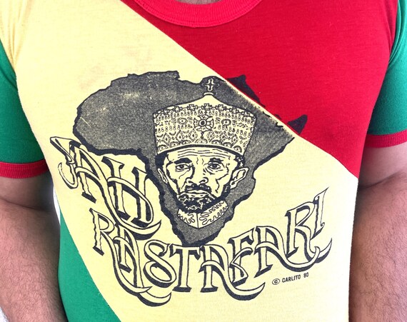 Vintage 1980s 80s RARE Jah Rastafari Jamaica Red Gold… - Gem