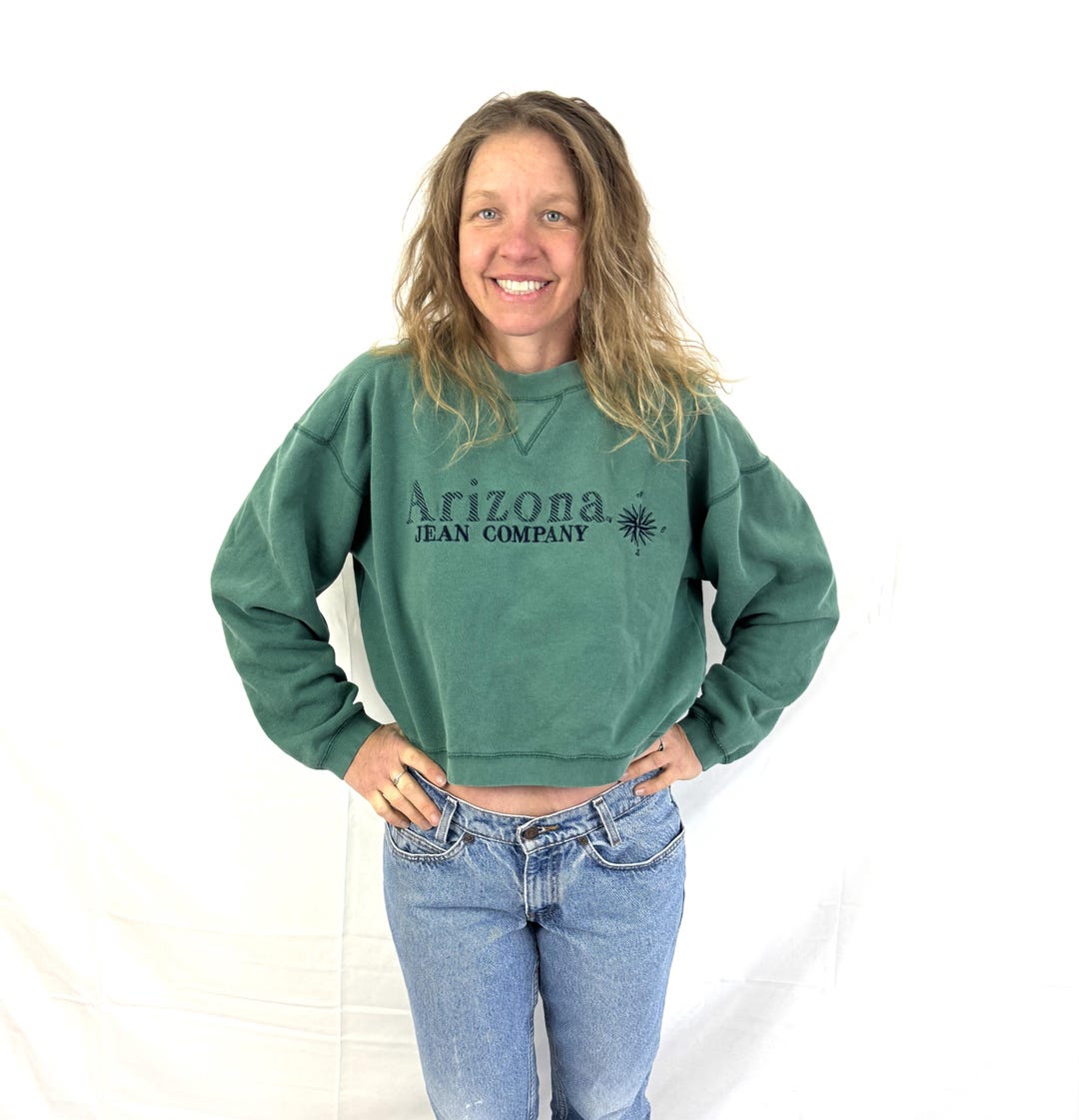 Vintage 90s 1990s Arizona Jeans Cropped Green Sweatshirt - the Original ...