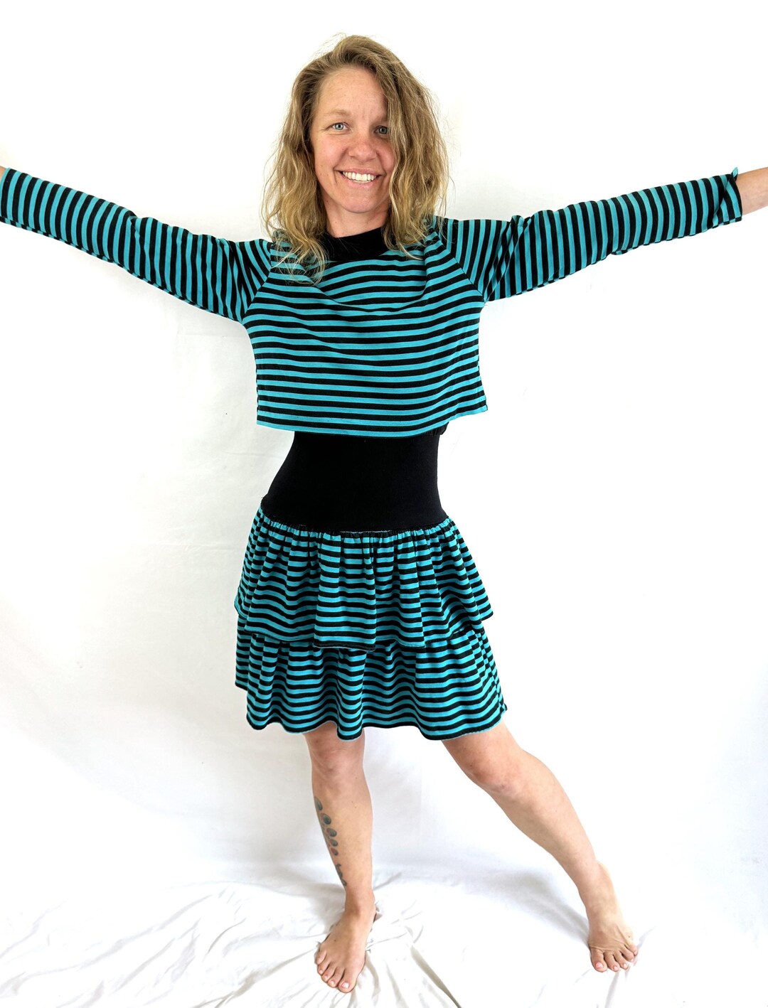 Vintage 80s 1980s Striped Fun Madonna Party Dress Enchante Chemise - Etsy