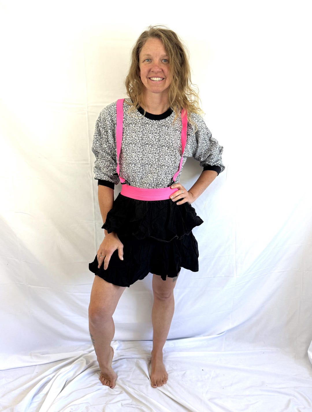 Vintage 80s 1980s Fun Classis Eighties Party Madonna Suspender Ruffled ...