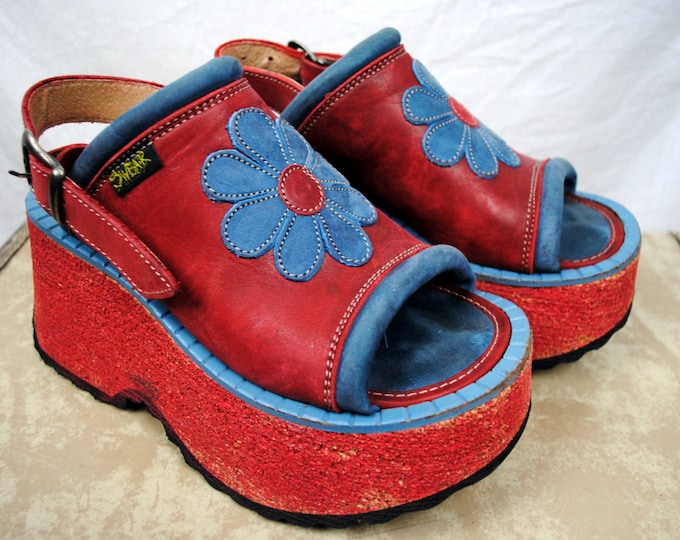 RARE Vintage 1990s SWEAR Platform Sandal Daisy Flower Shoes - Size 39 ...