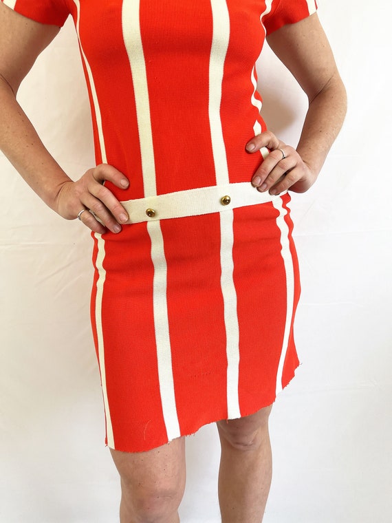 Vintage 1960s Fun 60s Orange Go-Go Mini Dress - Evan … - Gem