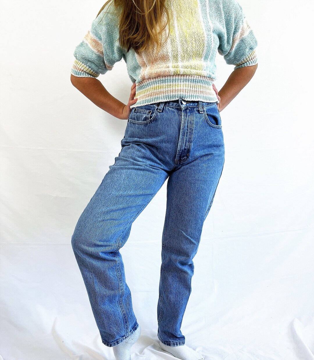 Vintage 80s Gap High Denim Waisted Tapered Jeans - Size 6 - Loose Fit ...