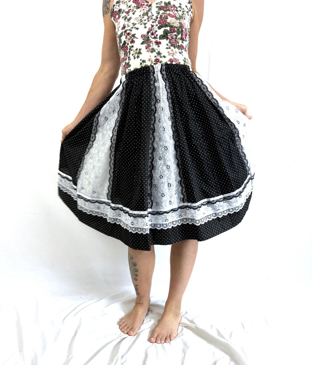 Vintage Black White Square Dancing Lace Skirt - Carefree Fashions ...