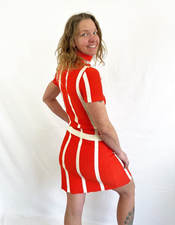 Vintage 1960s Fun 60s Orange Go-Go Mini Dress - Evan … - Gem