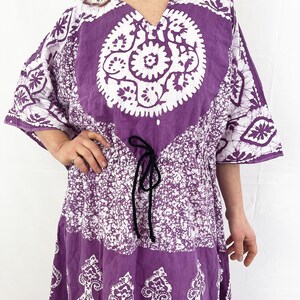 Vintage 1990s 90s Batik Dashiki Caftan Mumu Purple White Free Size ...