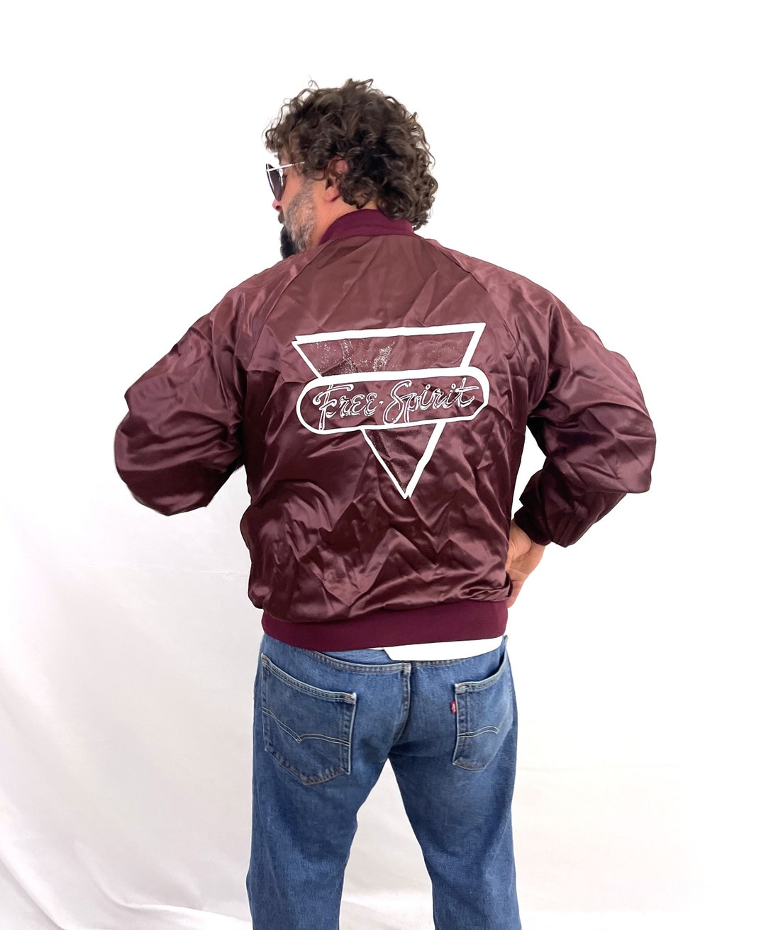 Rare Vintage 1980s 80s Maroon Red Satin Jacket Free Spirit - Etsy