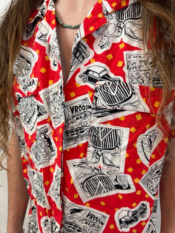 Vintage 1980s 80s Fun Button Up Cartoon Comic Strip V… - Gem