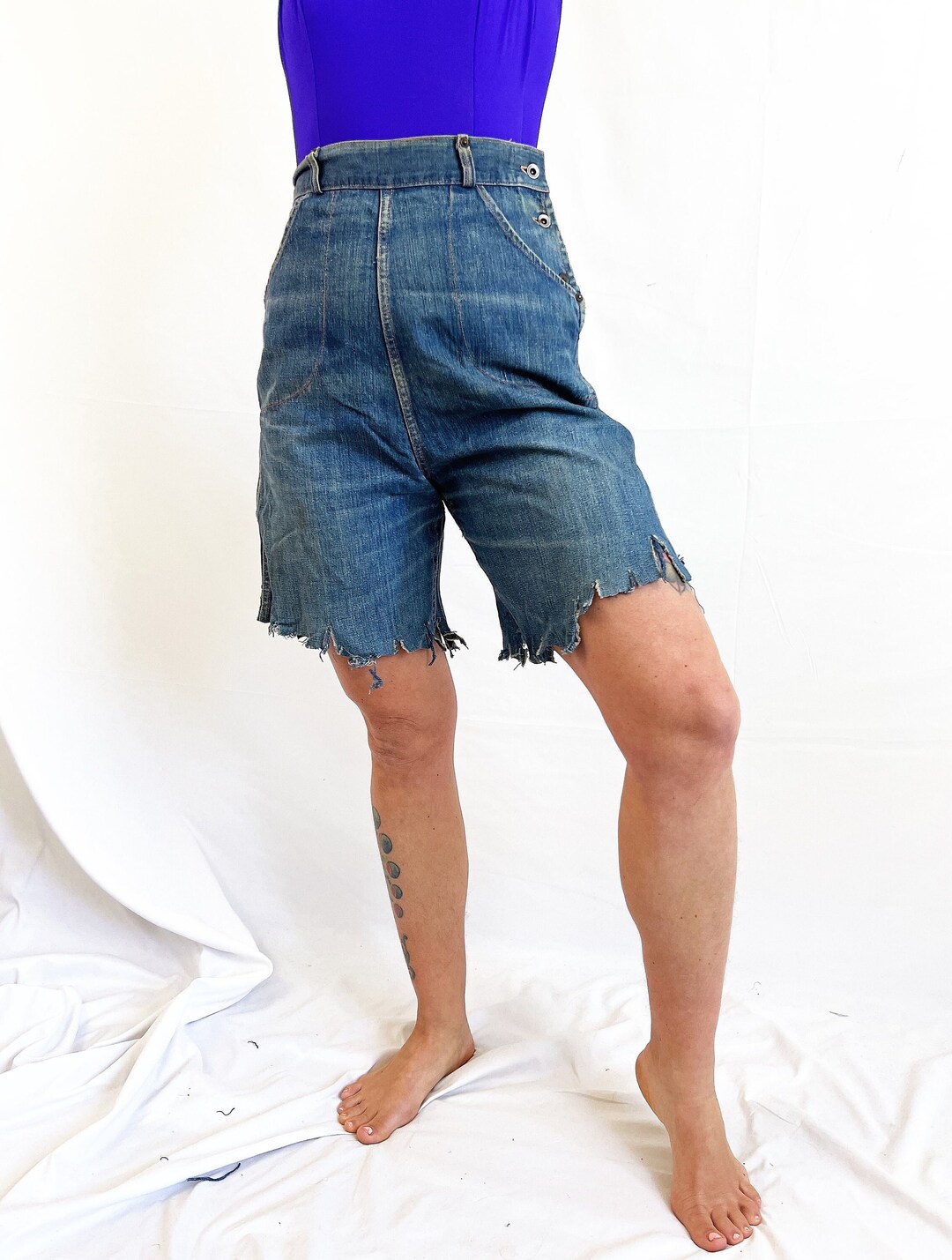 Vintage 1930s 1940s Indigo Denim Womens Cut off Shorts Jeans - Etsy