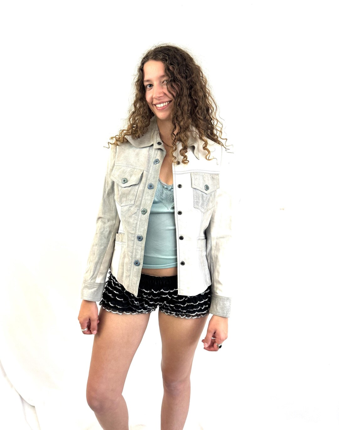 Vintage Roncelli Gray Suede Leather Jacket - Etsy