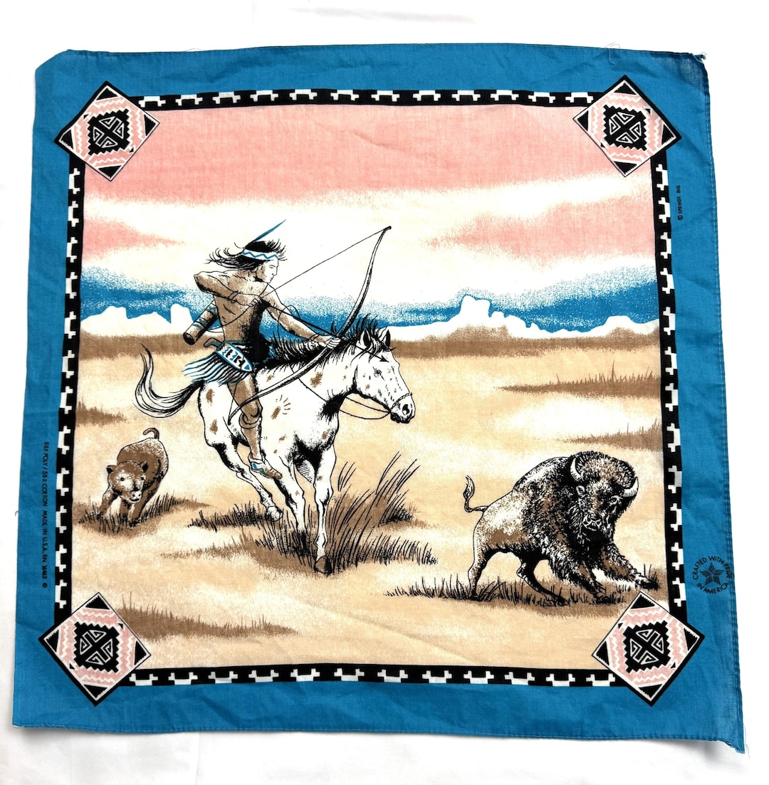Vintage Southwest Native American Indian Bandana Kerchief - Etsy