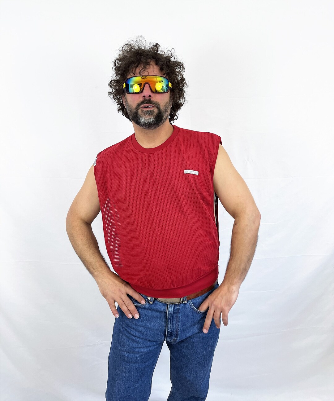 Vintage 1980s 80s Mesh Red Tee Shirt Tank Top Capriccio - Etsy