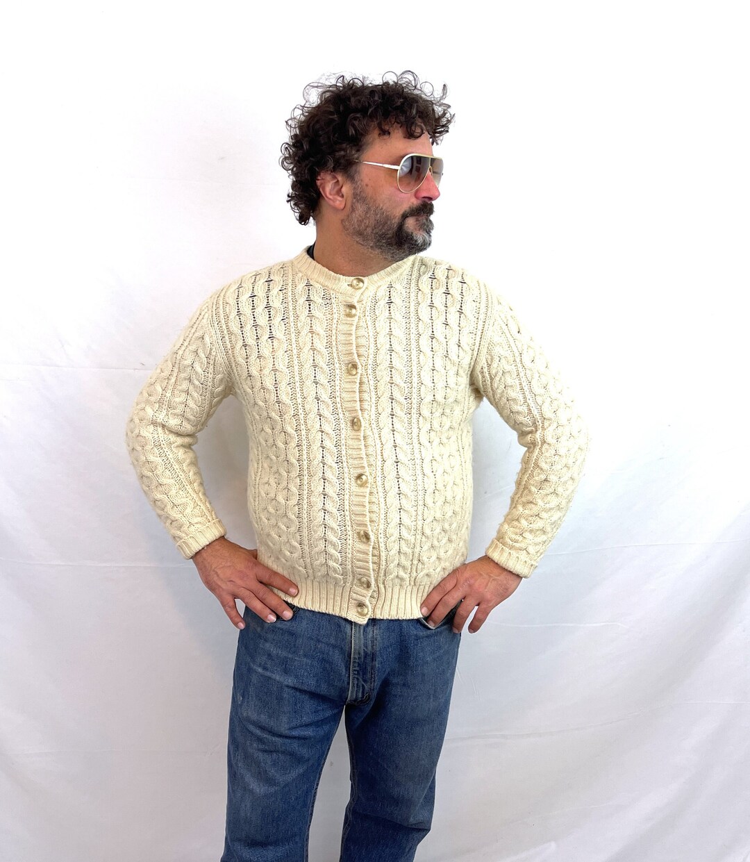 Vintage Pure British Wool Cardigan Sweater - St Michael, Made in the ...